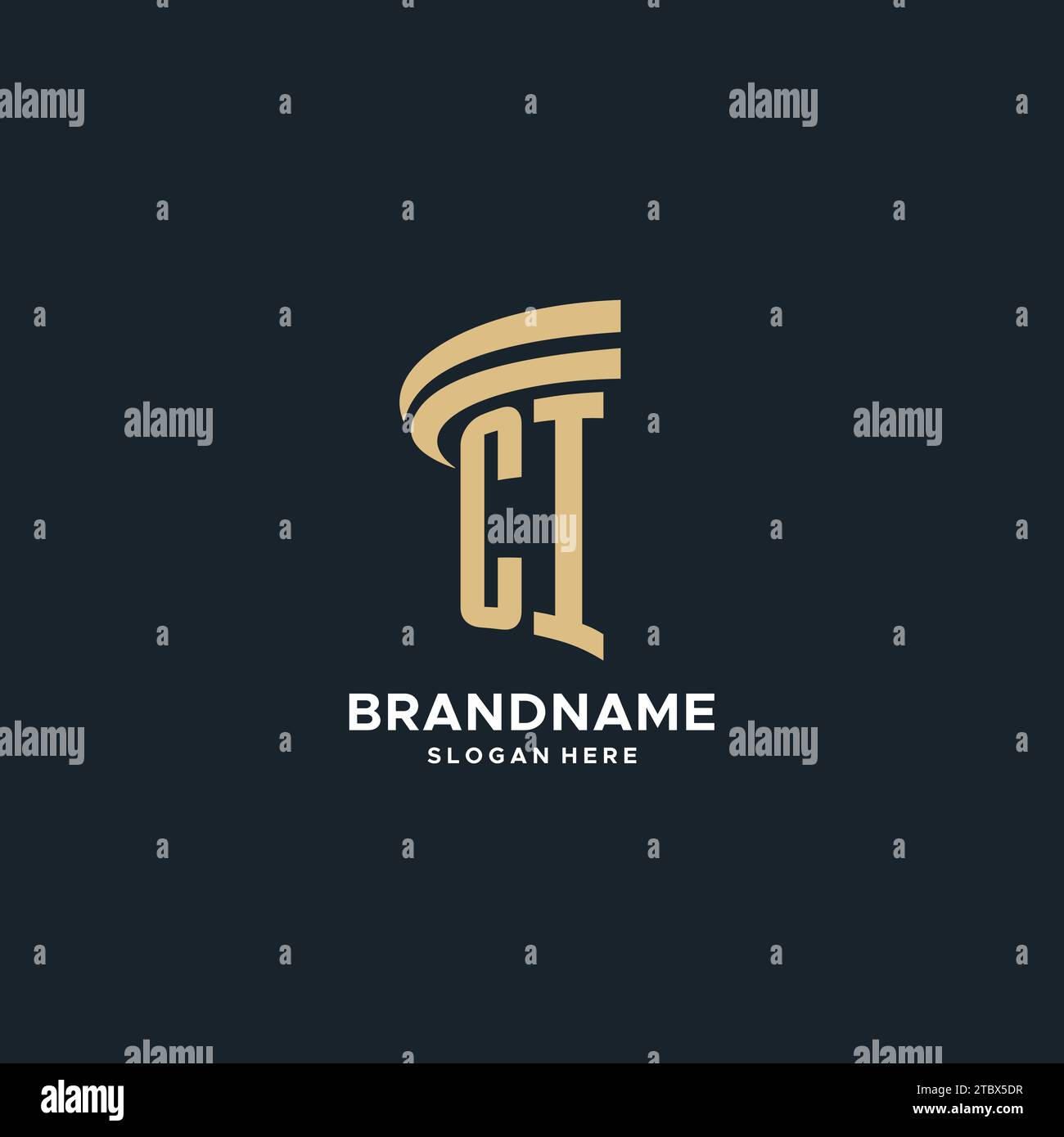 CI monogram with pillar icon design, luxury and modern legal logo ...