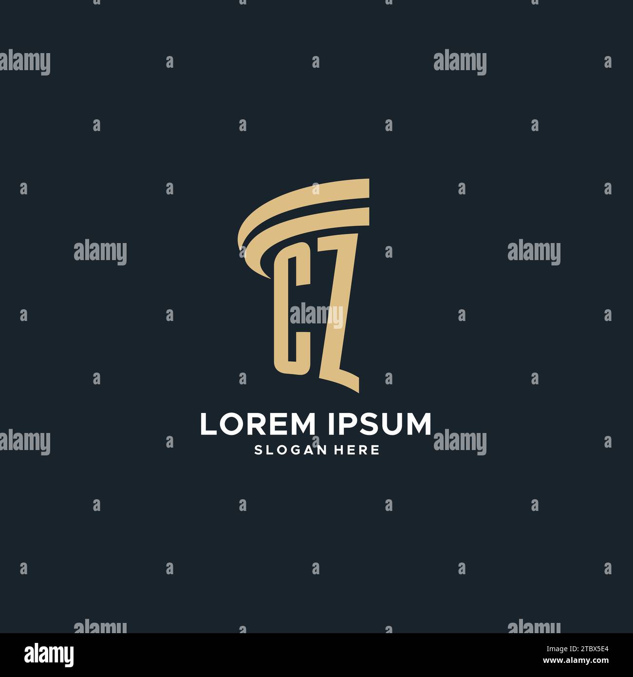 CZ monogram with pillar icon design, luxury and modern legal logo design ideas vector graphic ...