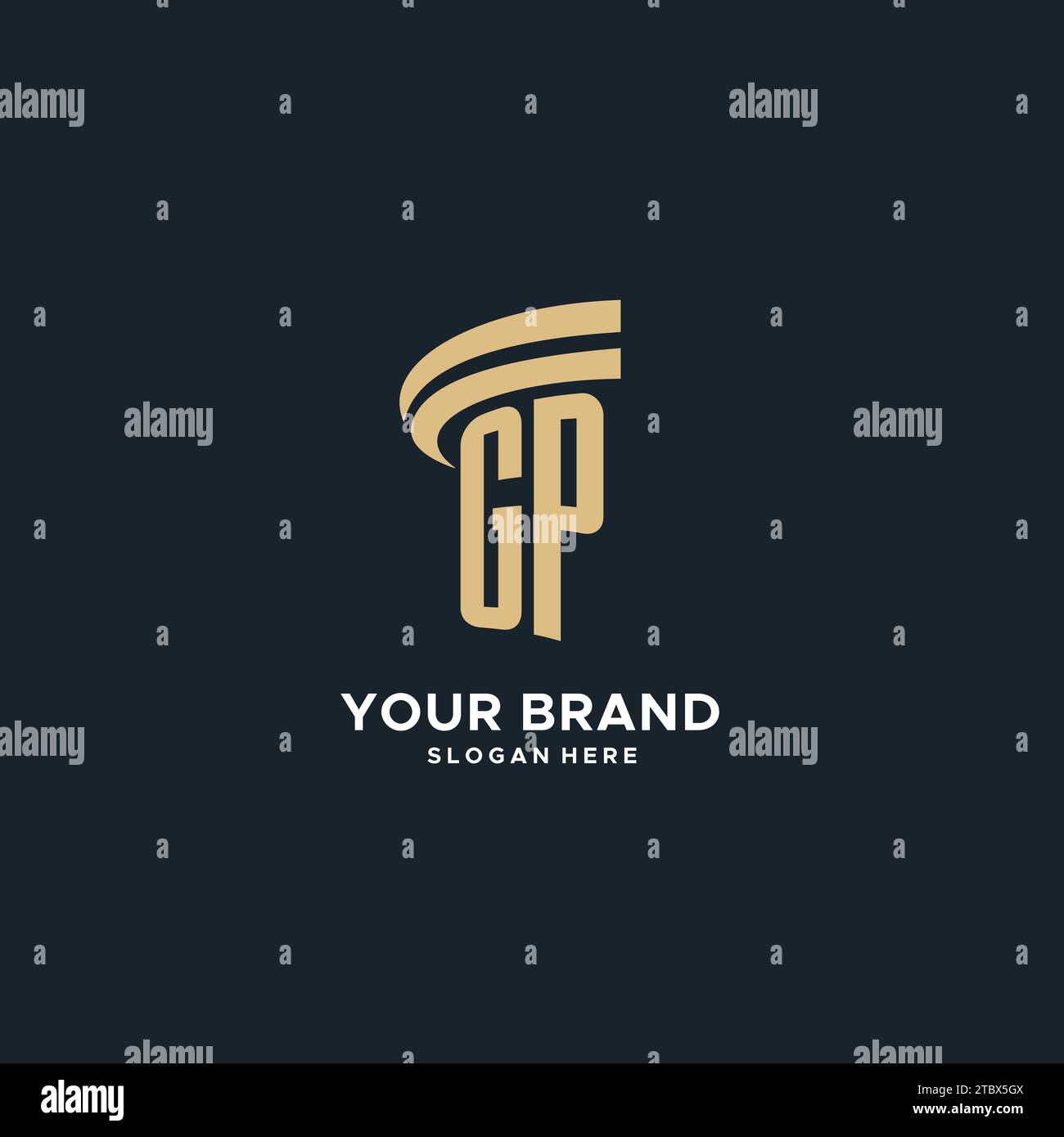 GP monogram with pillar icon design, luxury and modern legal logo ...