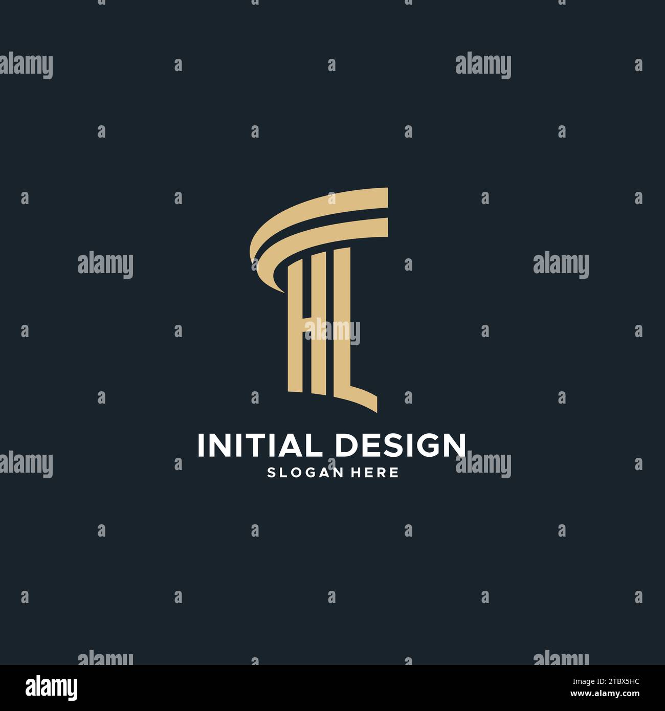 HL monogram with pillar icon design, luxury and modern legal logo ...