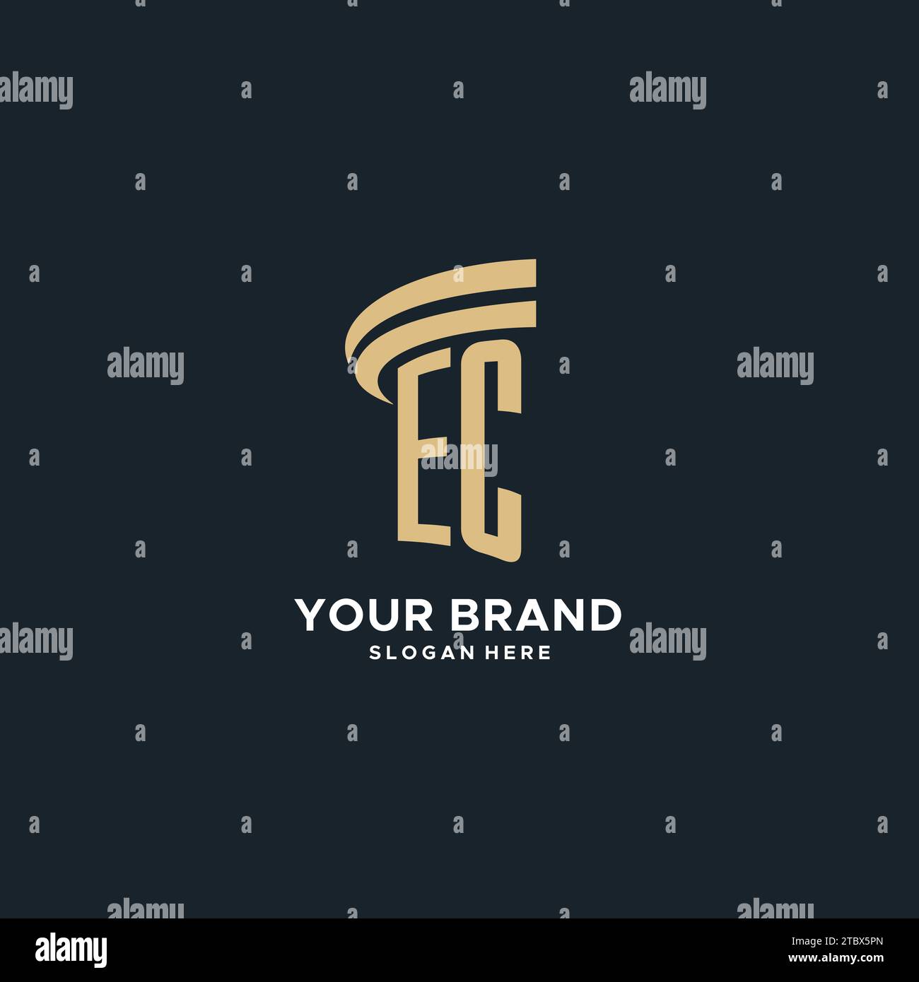 EC monogram with pillar icon design, luxury and modern legal logo ...