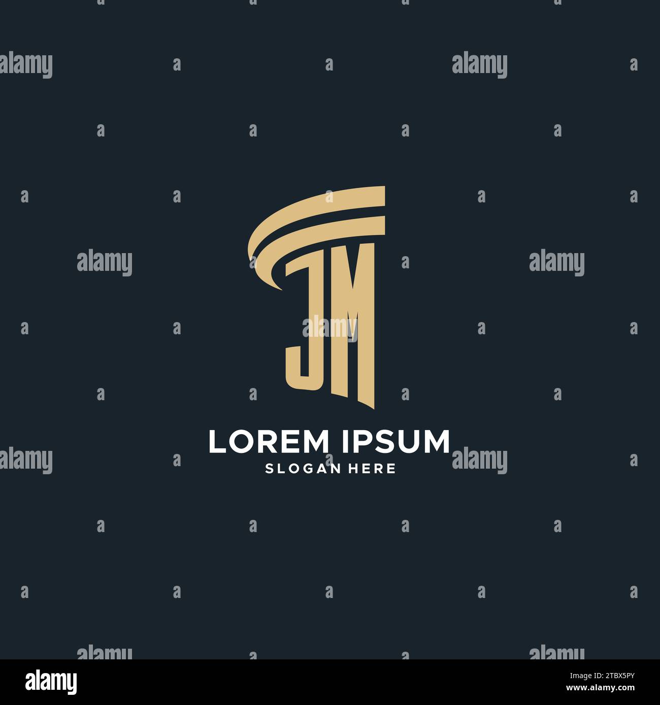 JM monogram with pillar icon design, luxury and modern legal logo ...