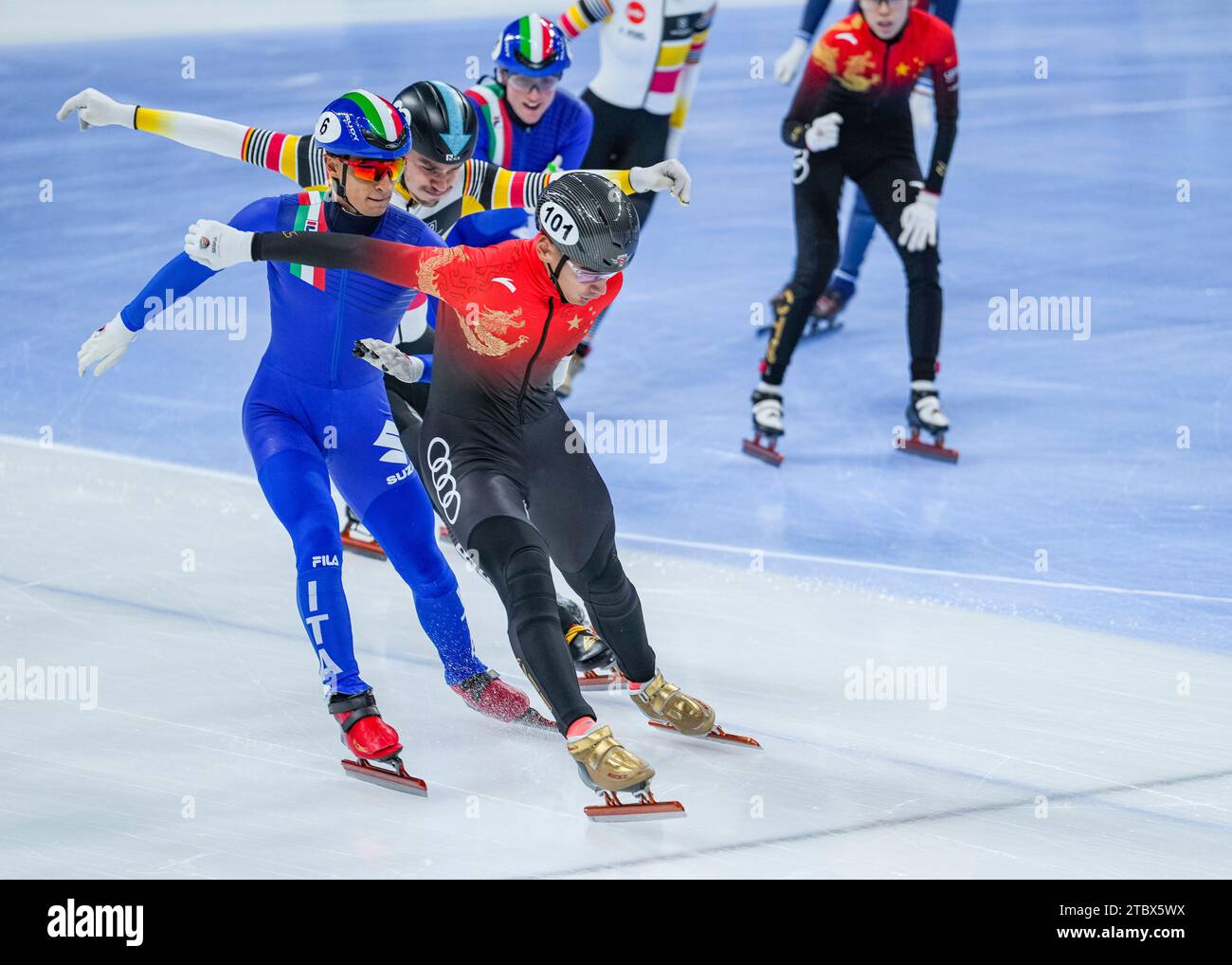 Beijing, China. 9th Dec, 2023. Liu Shaolin (front) of China competes ...