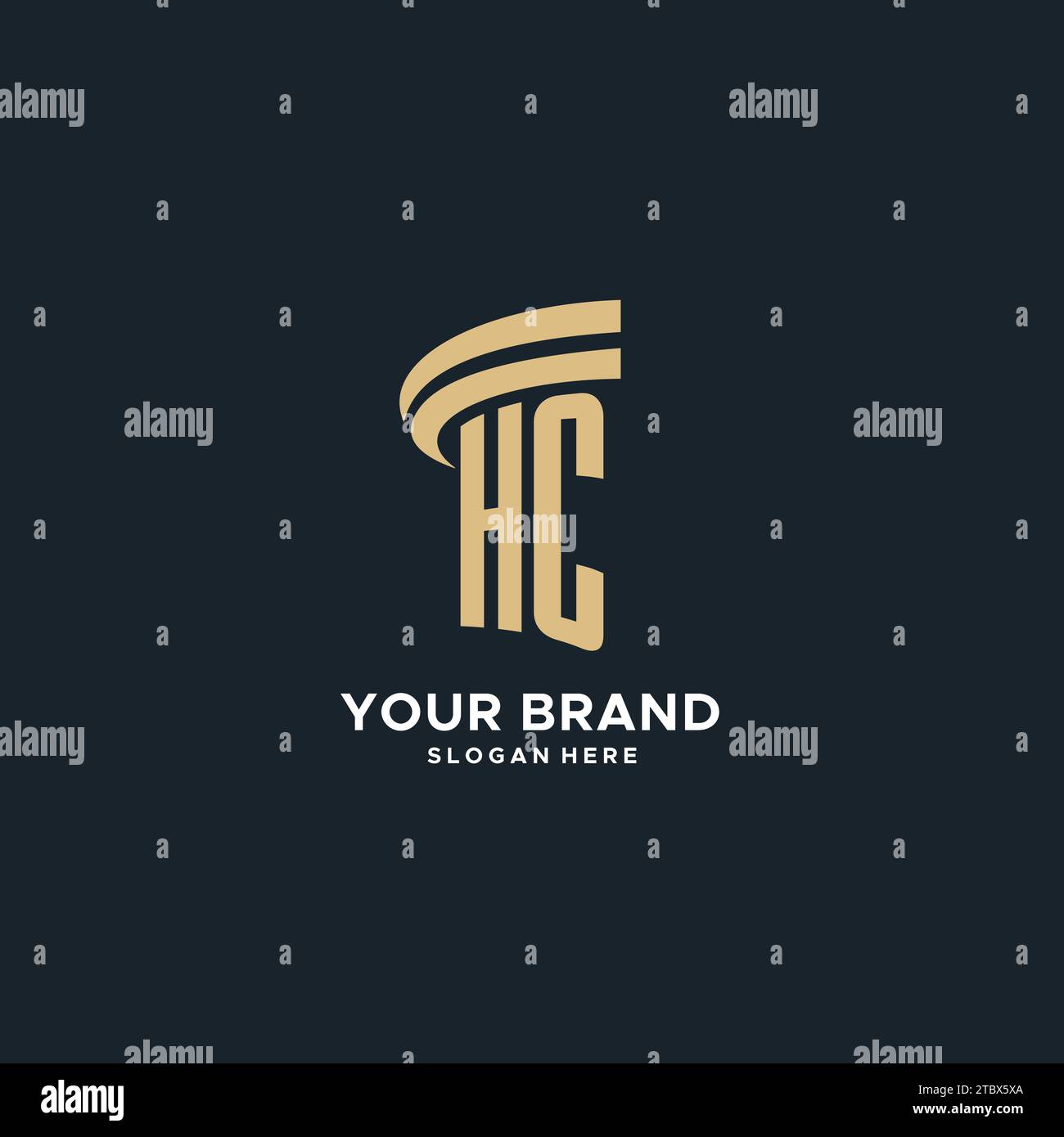 HC monogram with pillar icon design, luxury and modern legal logo ...