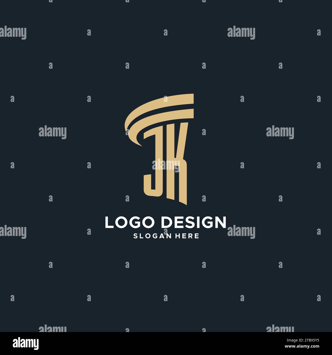 JK monogram with pillar icon design, luxury and modern legal logo ...
