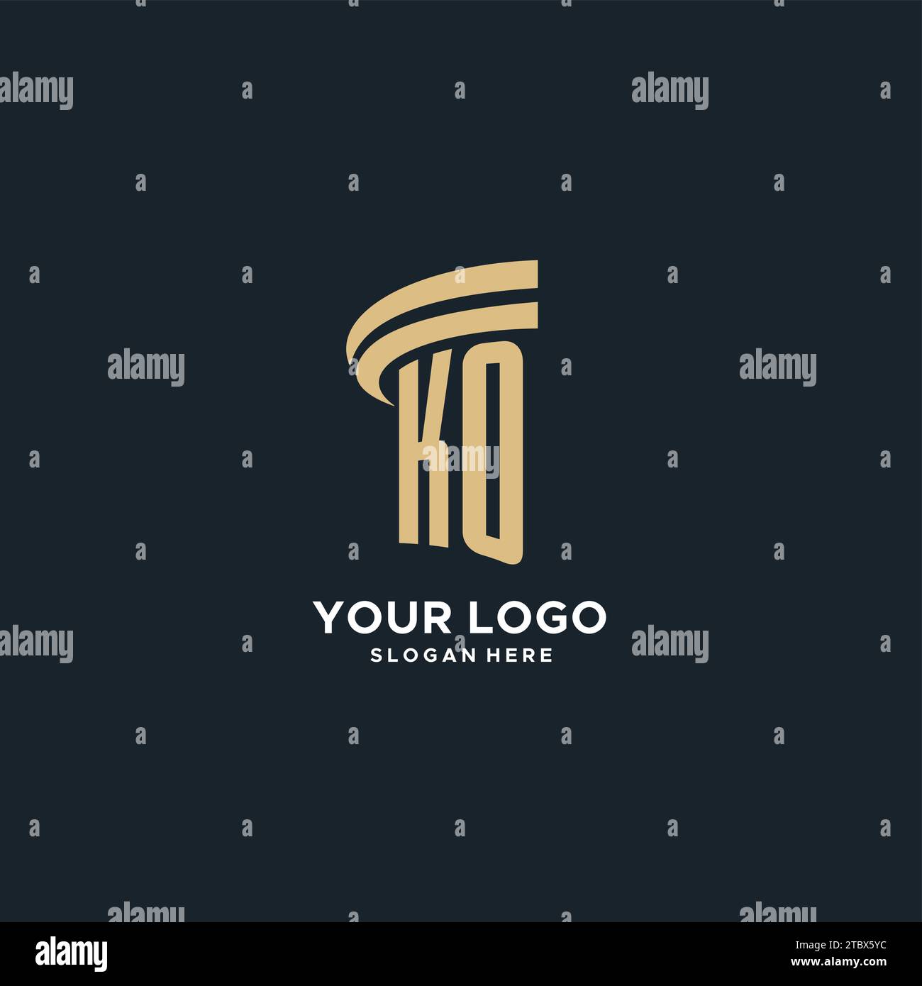 KO monogram with pillar icon design, luxury and modern legal logo ...