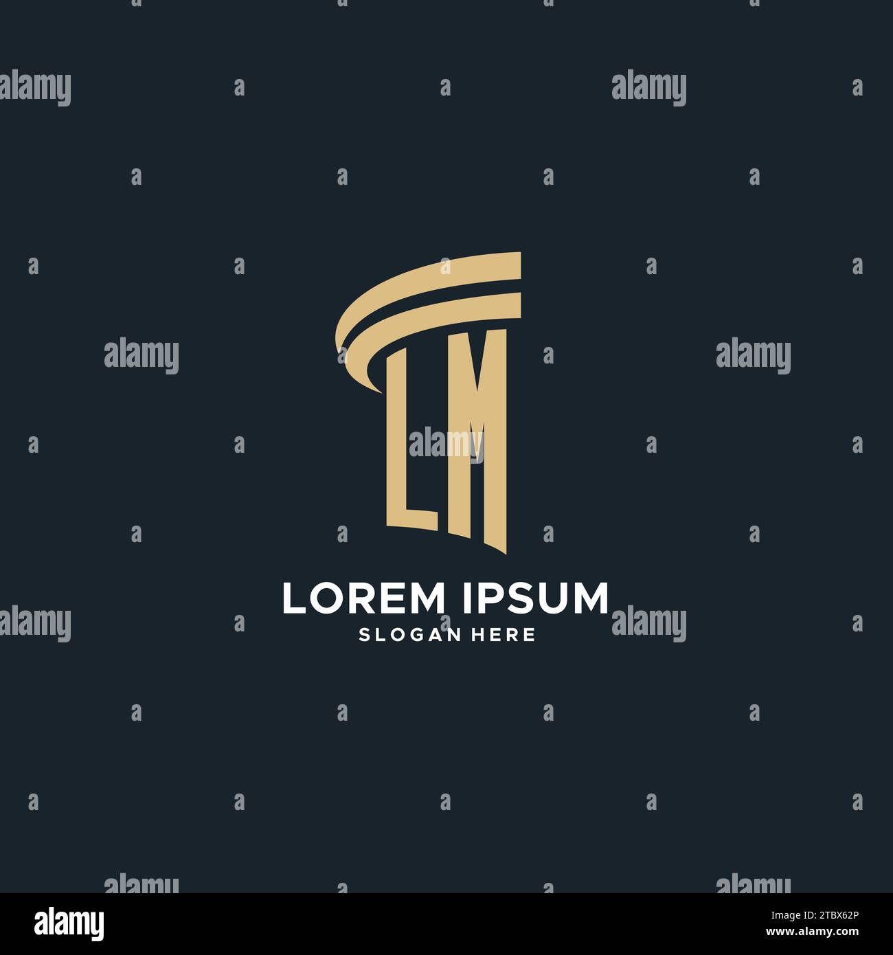 LM monogram with pillar icon design, luxury and modern legal logo ...