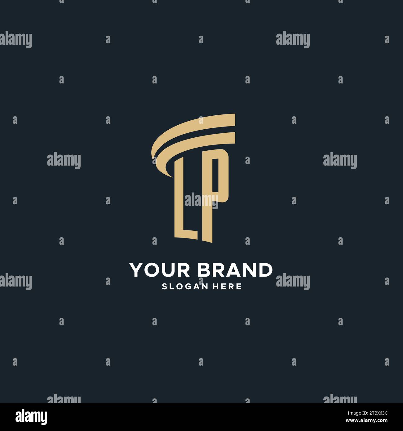 LP monogram with pillar icon design, luxury and modern legal logo ...