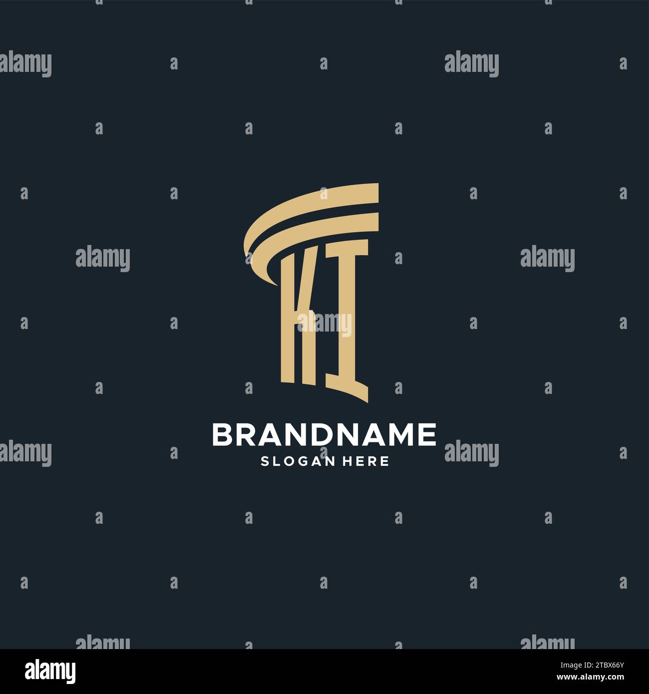 KI monogram with pillar icon design, luxury and modern legal logo ...