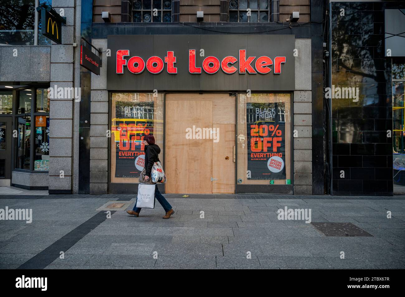 The Foot Locker store seen closed after lootings in Dublin. On 23 ...