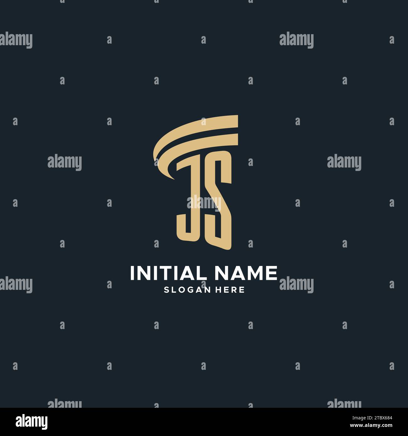 JS monogram with pillar icon design, luxury and modern legal logo ...