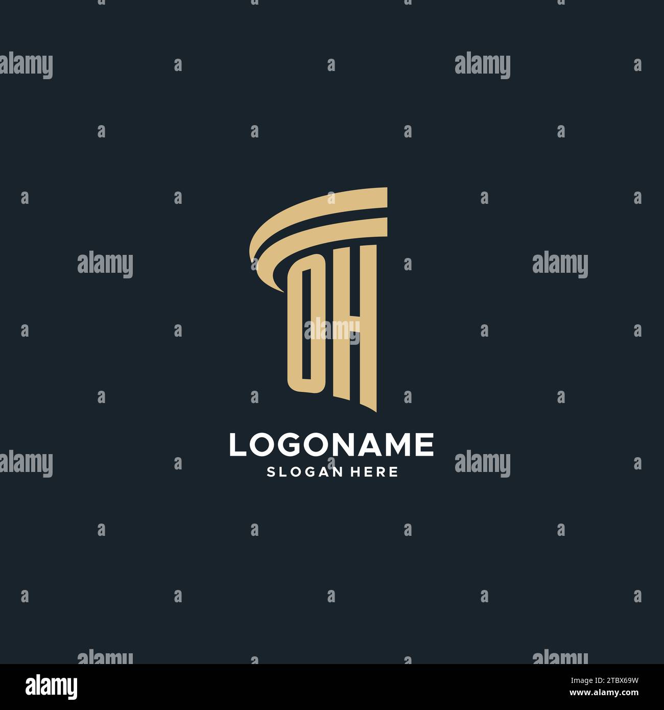 OH monogram with pillar icon design, luxury and modern legal logo ...