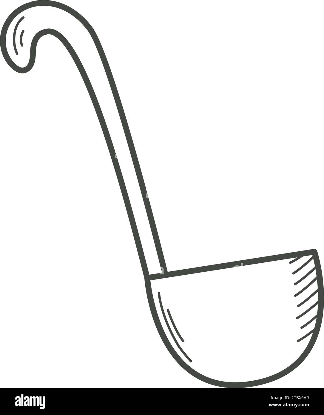 Kitchen ladle doodle sketch style. Simple ink line scoop for soup or ...