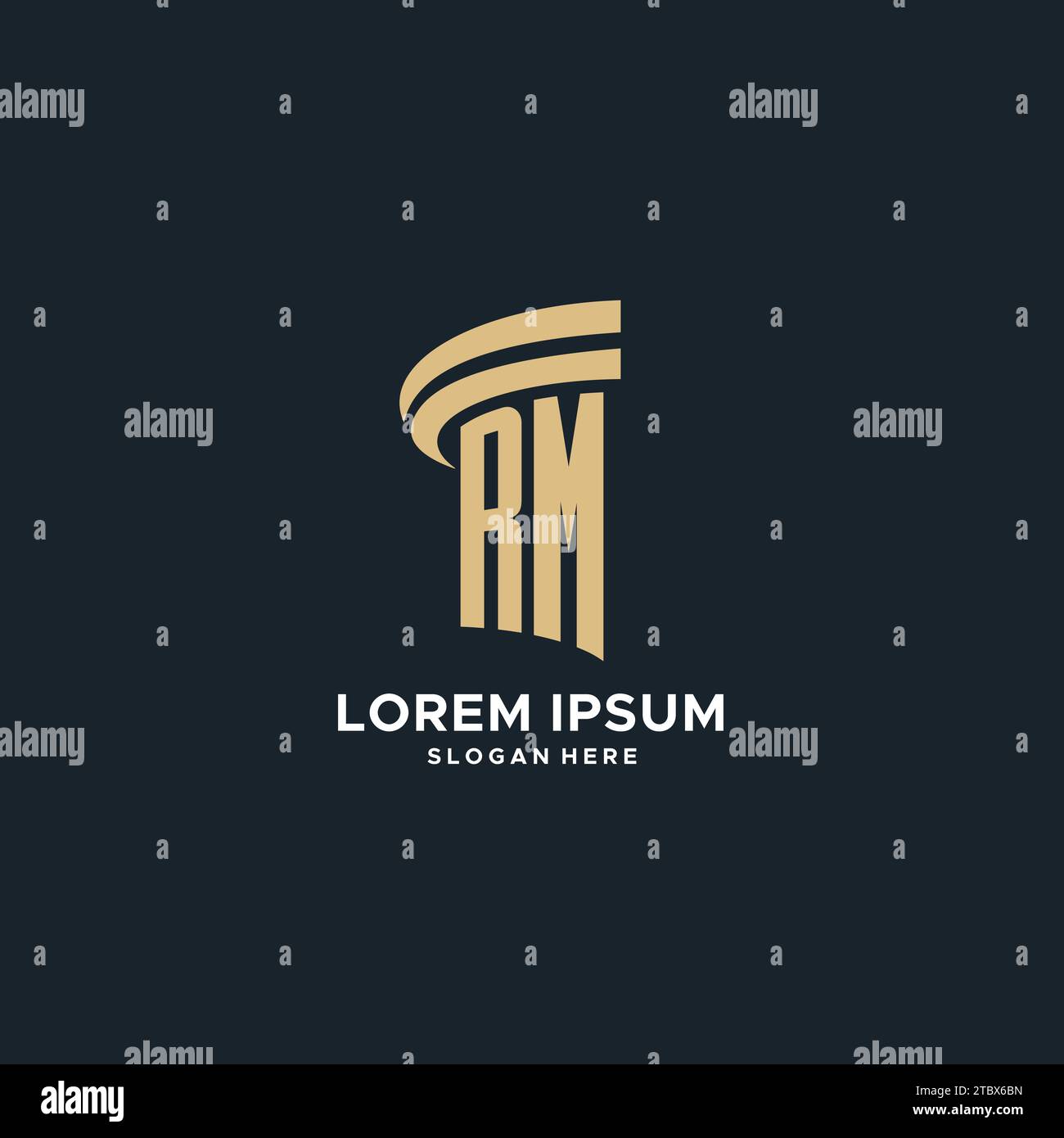 RM monogram with pillar icon design, luxury and modern legal logo ...