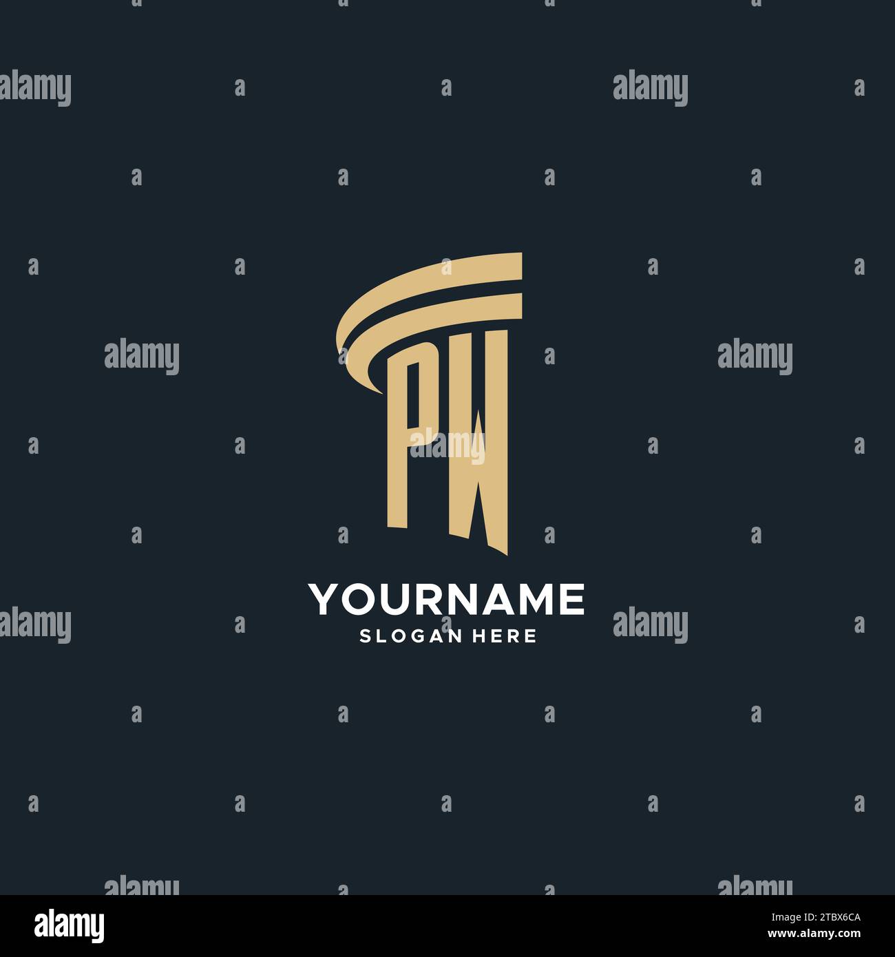 PW monogram with pillar icon design, luxury and modern legal logo ...
