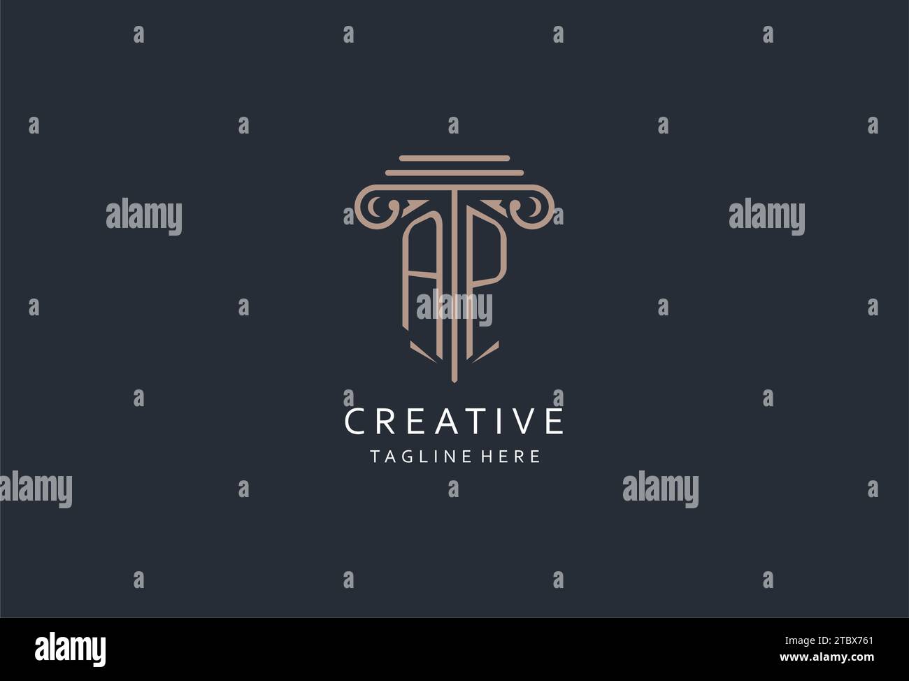 AP monogram logo with pillar shape icon, luxury and elegant design logo ...