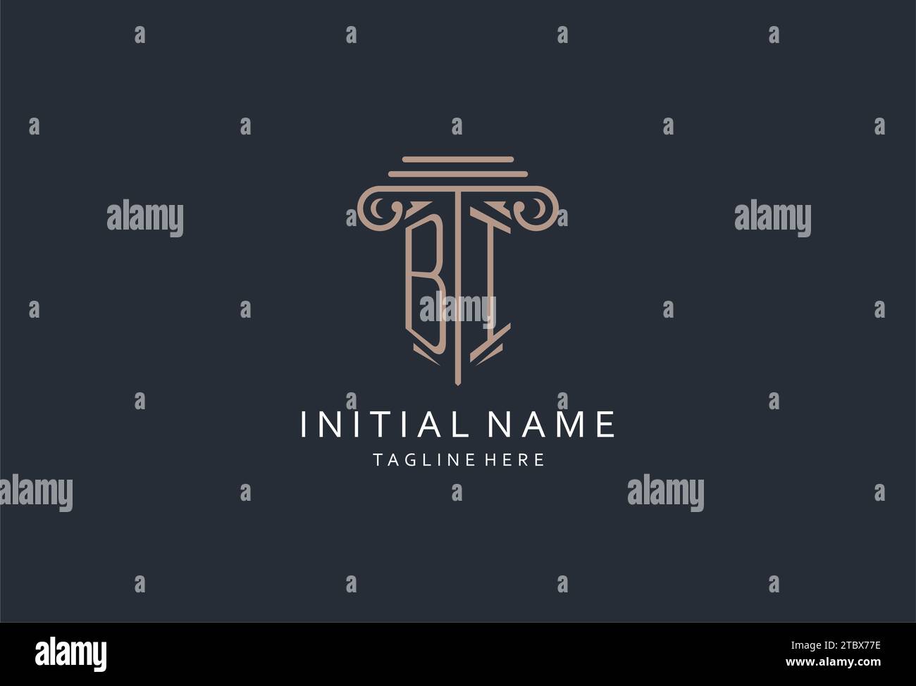 BI monogram logo with pillar shape icon, luxury and elegant design logo ...