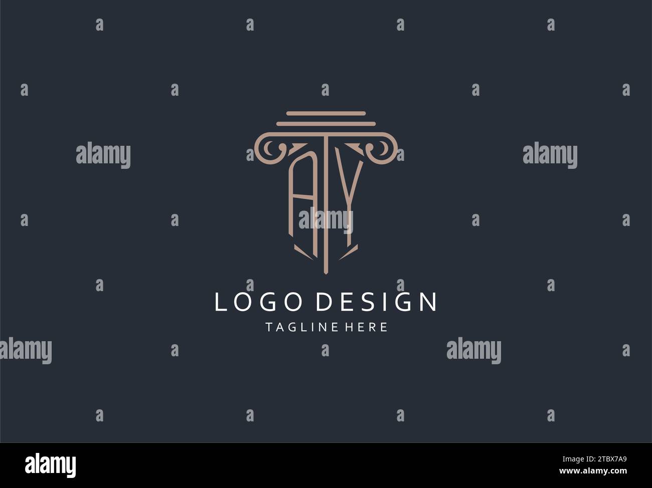AY monogram logo with pillar shape icon, luxury and elegant design logo ...