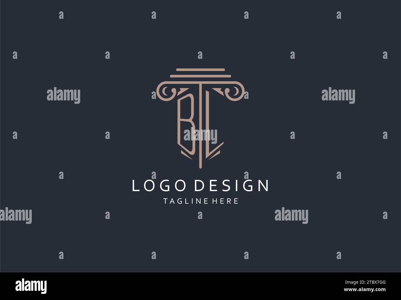 BL monogram logo with pillar shape icon, luxury and elegant design logo ...