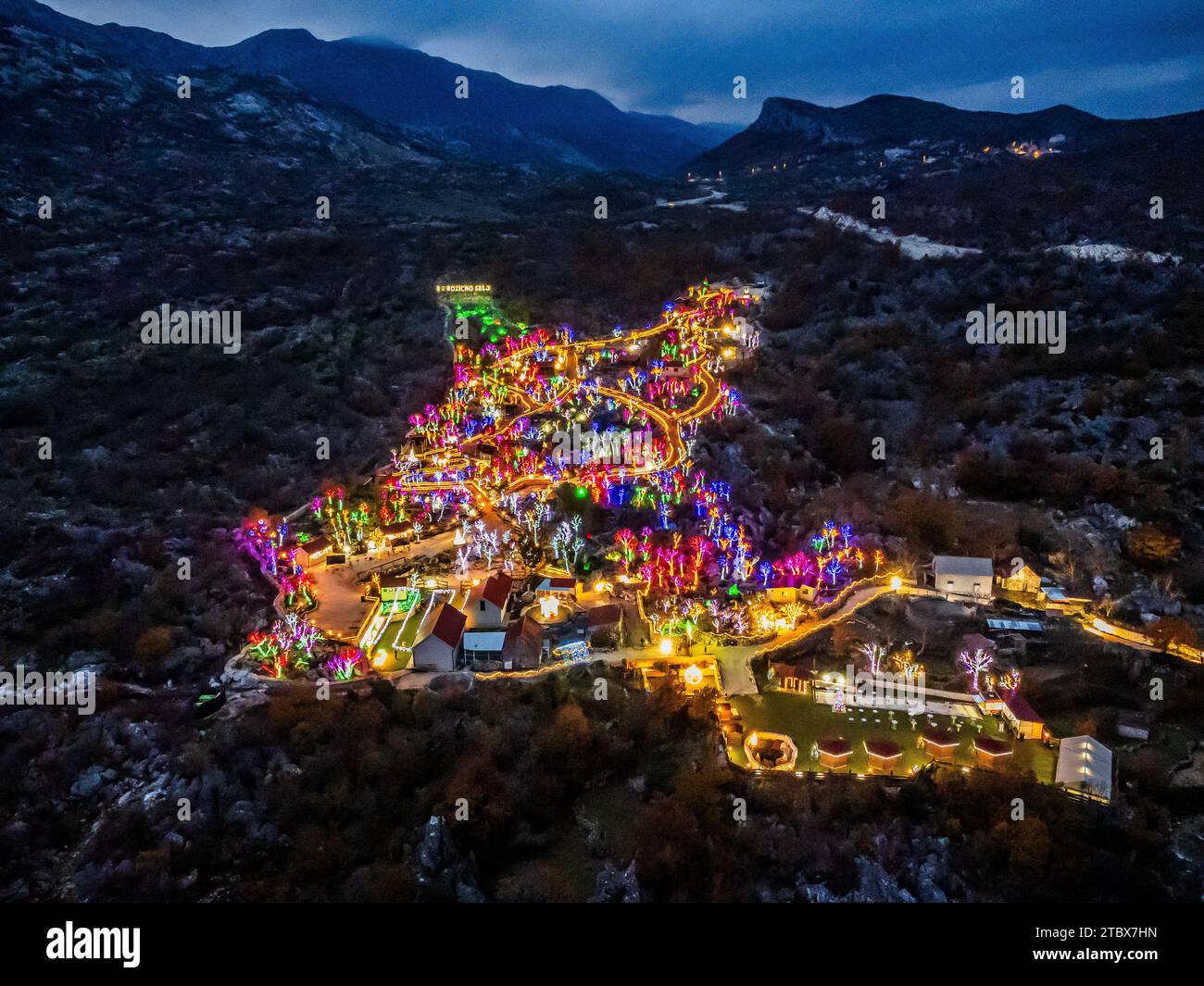 Gornji Dolac, Croatia. 06th Dec, 2023. Aerial photo on the Christmas ...