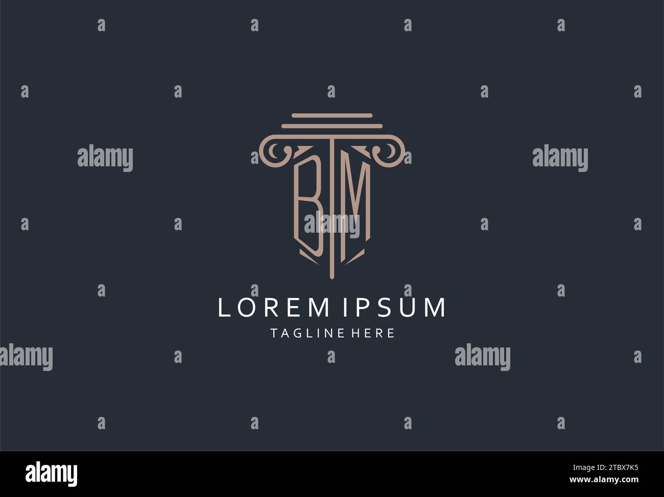 BM monogram logo with pillar shape icon, luxury and elegant design logo for law firm initial ...