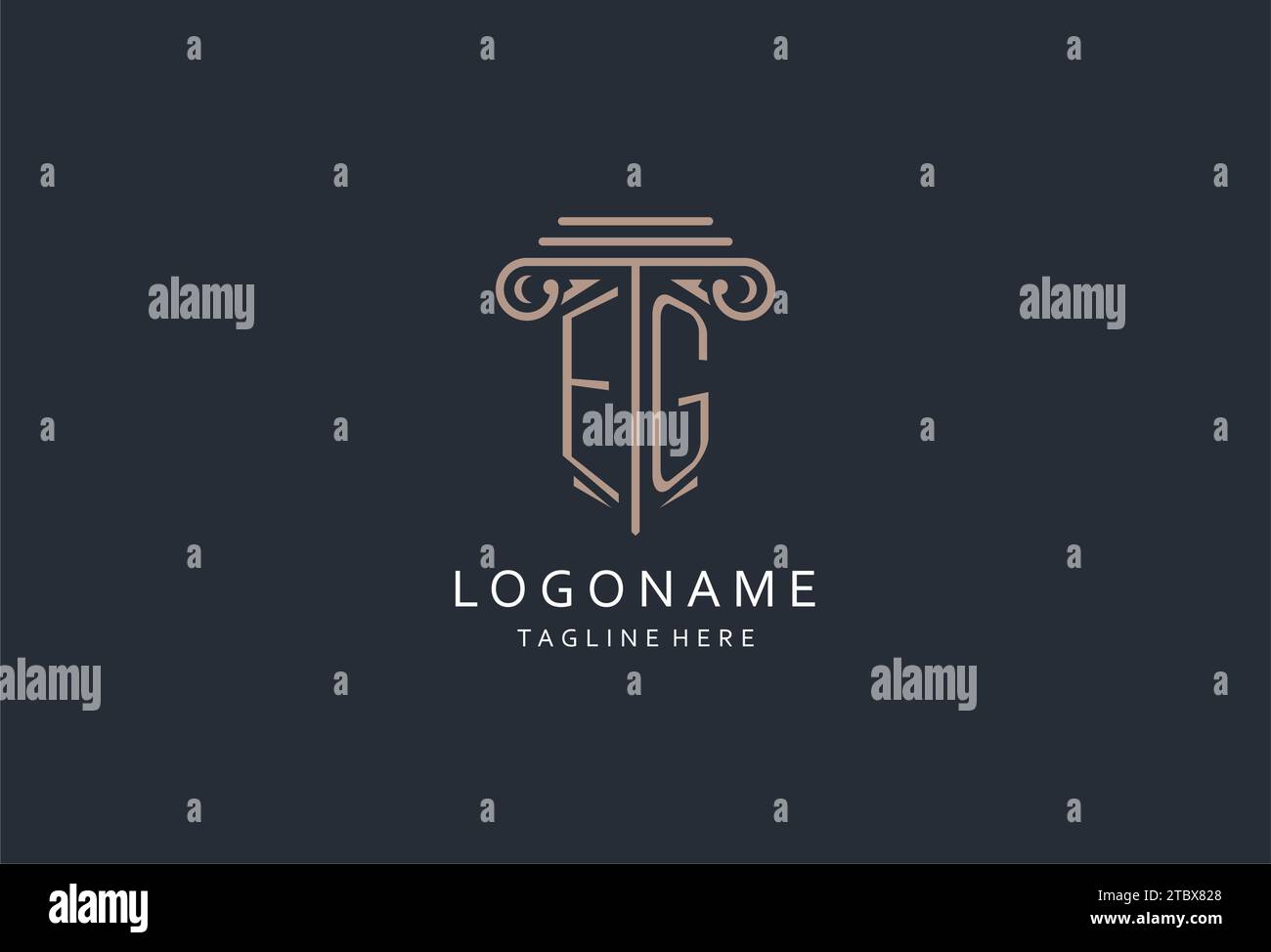 EG monogram logo with pillar shape icon, luxury and elegant design logo ...