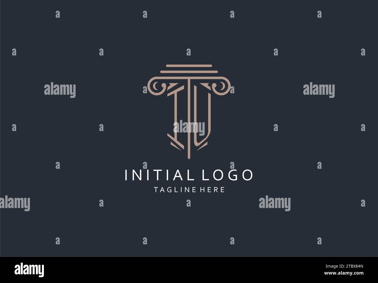 IU monogram logo with pillar shape icon, luxury and elegant design logo ...