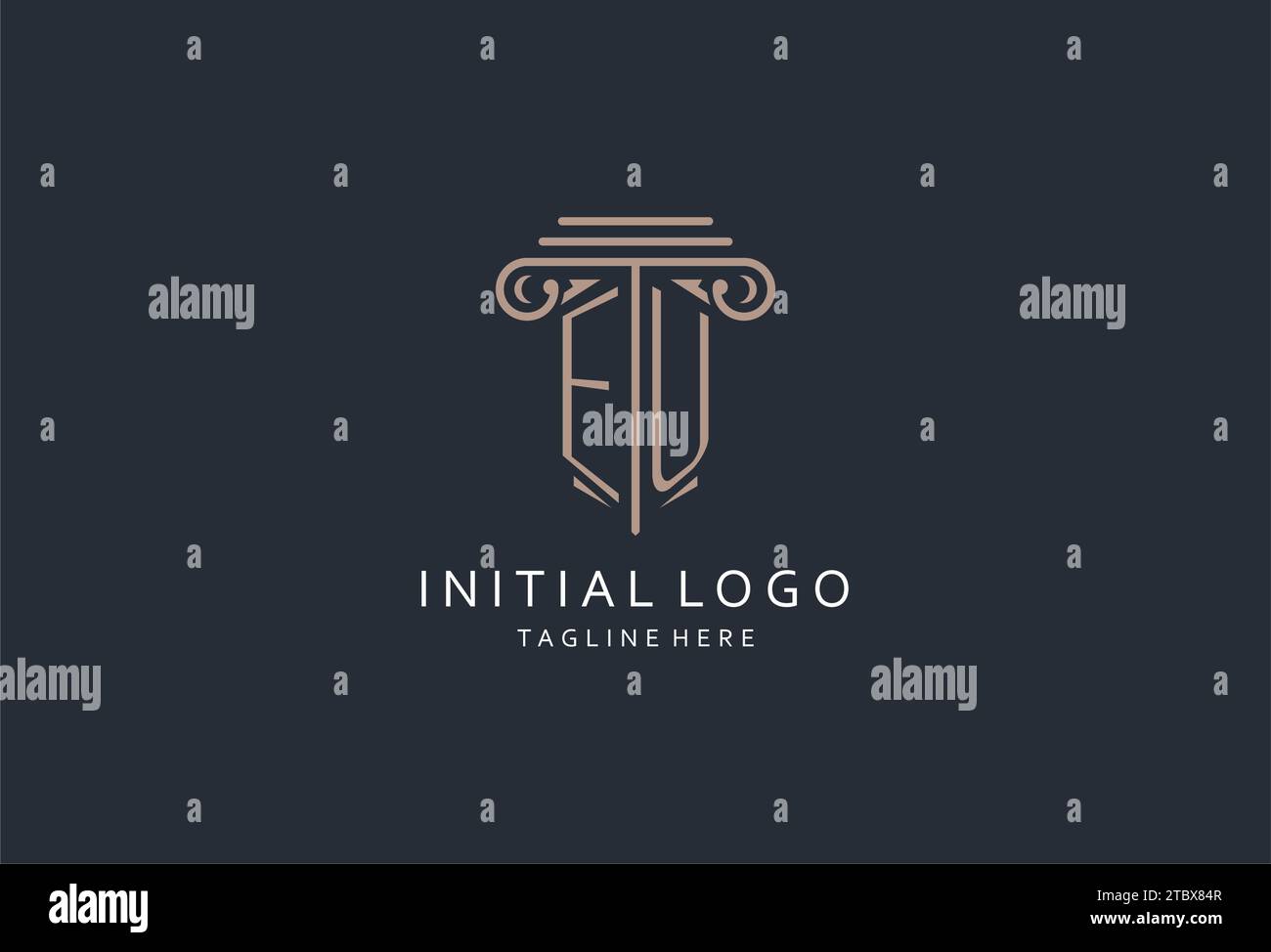 EU monogram logo with pillar shape icon, luxury and elegant design logo for law firm initial ...
