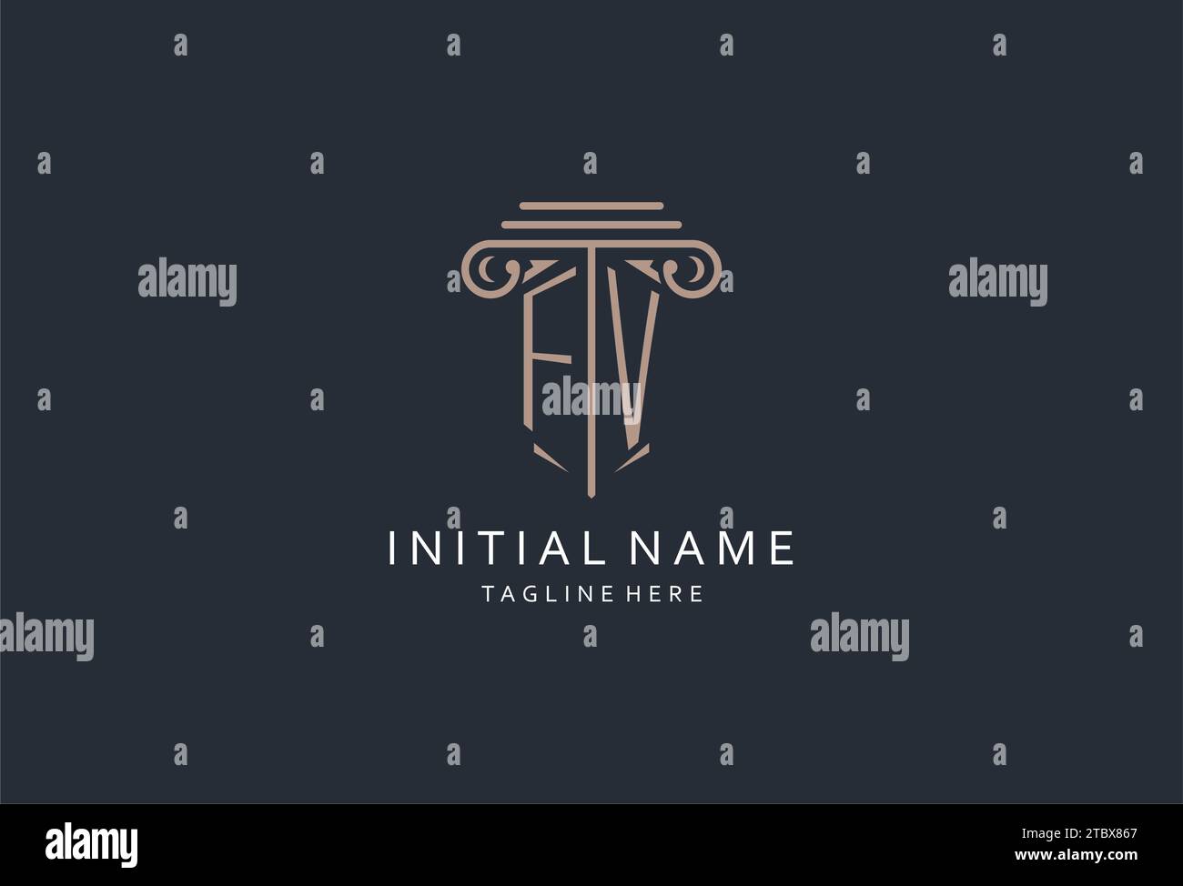 FV monogram logo with pillar shape icon, luxury and elegant design logo ...