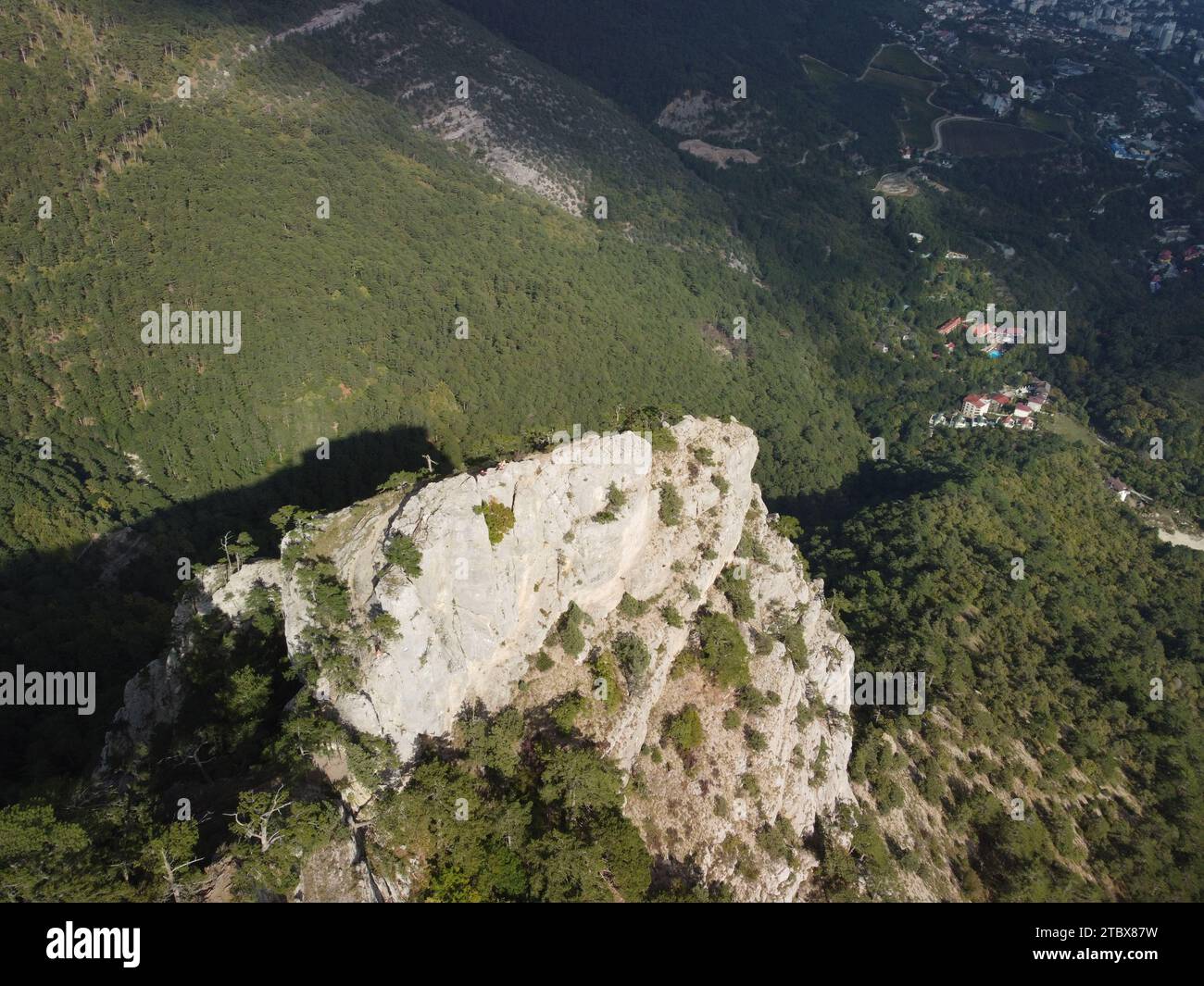 Aerial panoramic view of forest on rocky mountain slope - Ai Petri ...