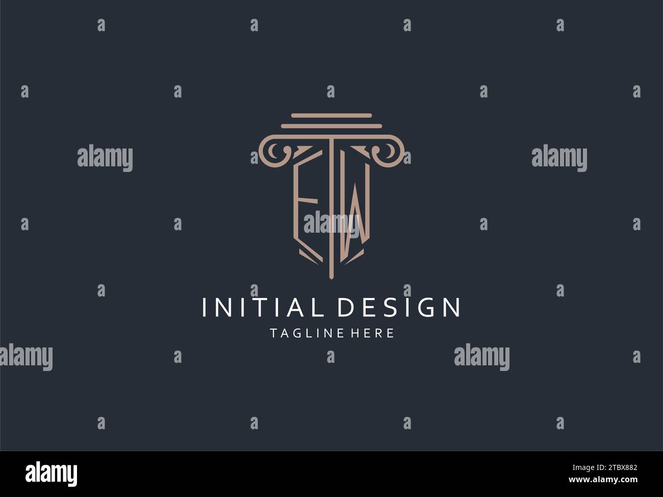 EW monogram logo with pillar shape icon, luxury and elegant design logo ...