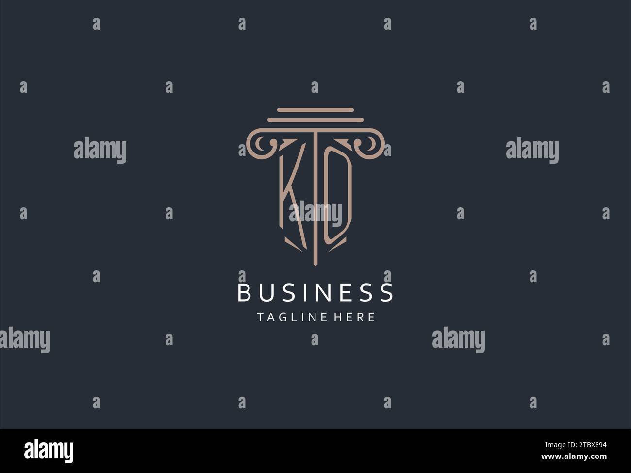 KO monogram logo with pillar shape icon, luxury and elegant design logo ...