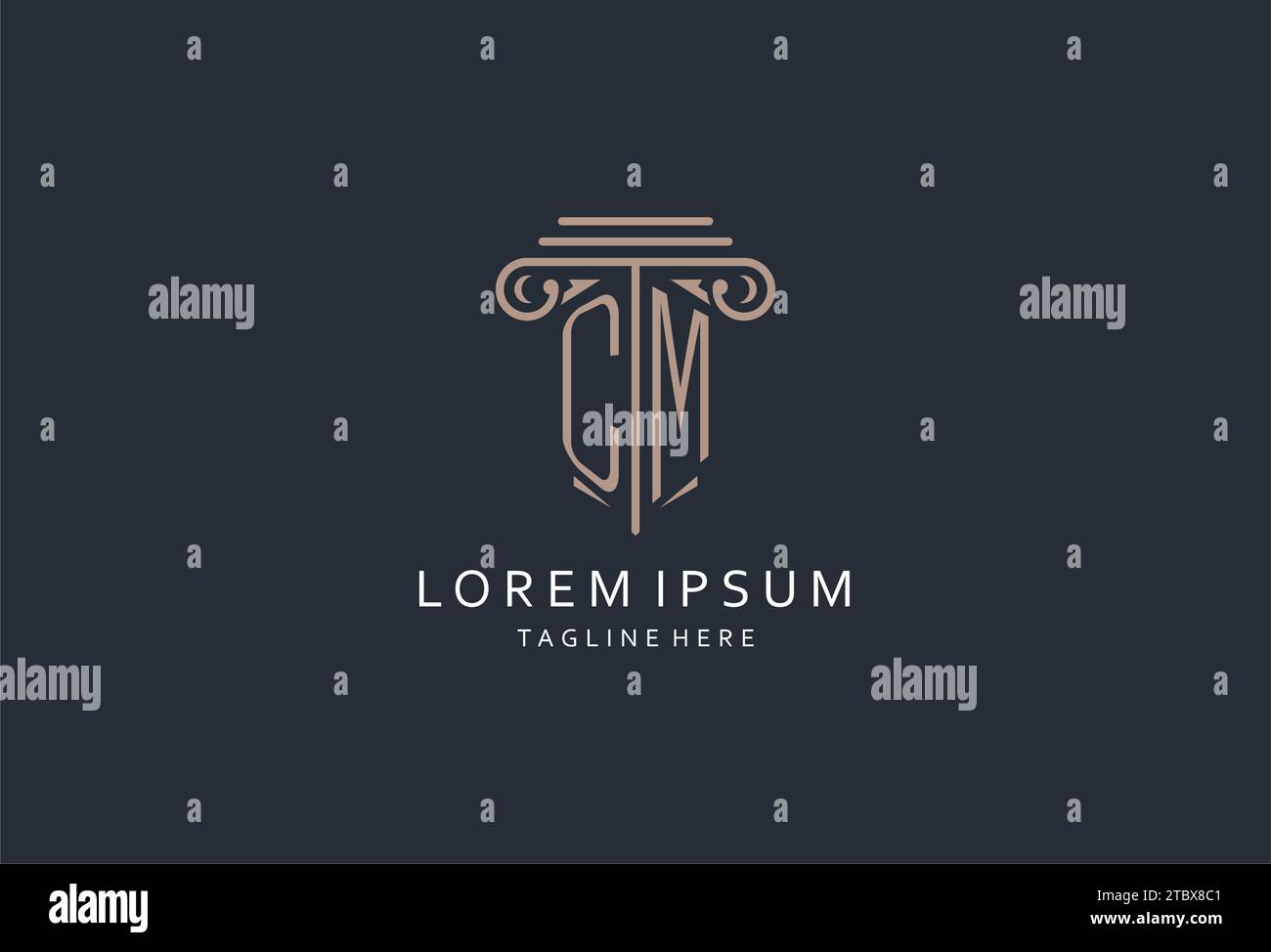 CM monogram logo with pillar shape icon, luxury and elegant design logo for law firm initial ...