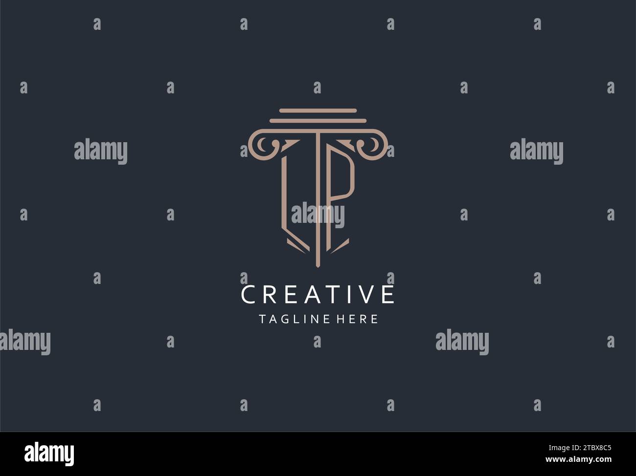 LP monogram logo with pillar shape icon, luxury and elegant design logo ...