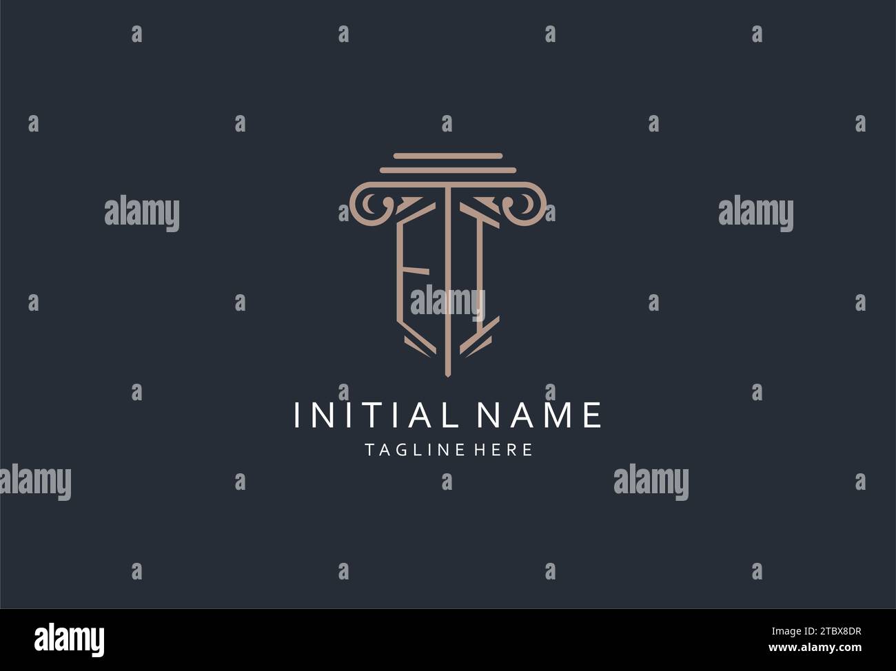 EI monogram logo with pillar shape icon, luxury and elegant design logo for law firm initial ...