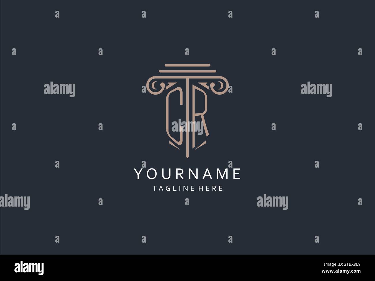 CR monogram logo with pillar shape icon, luxury and elegant design logo ...