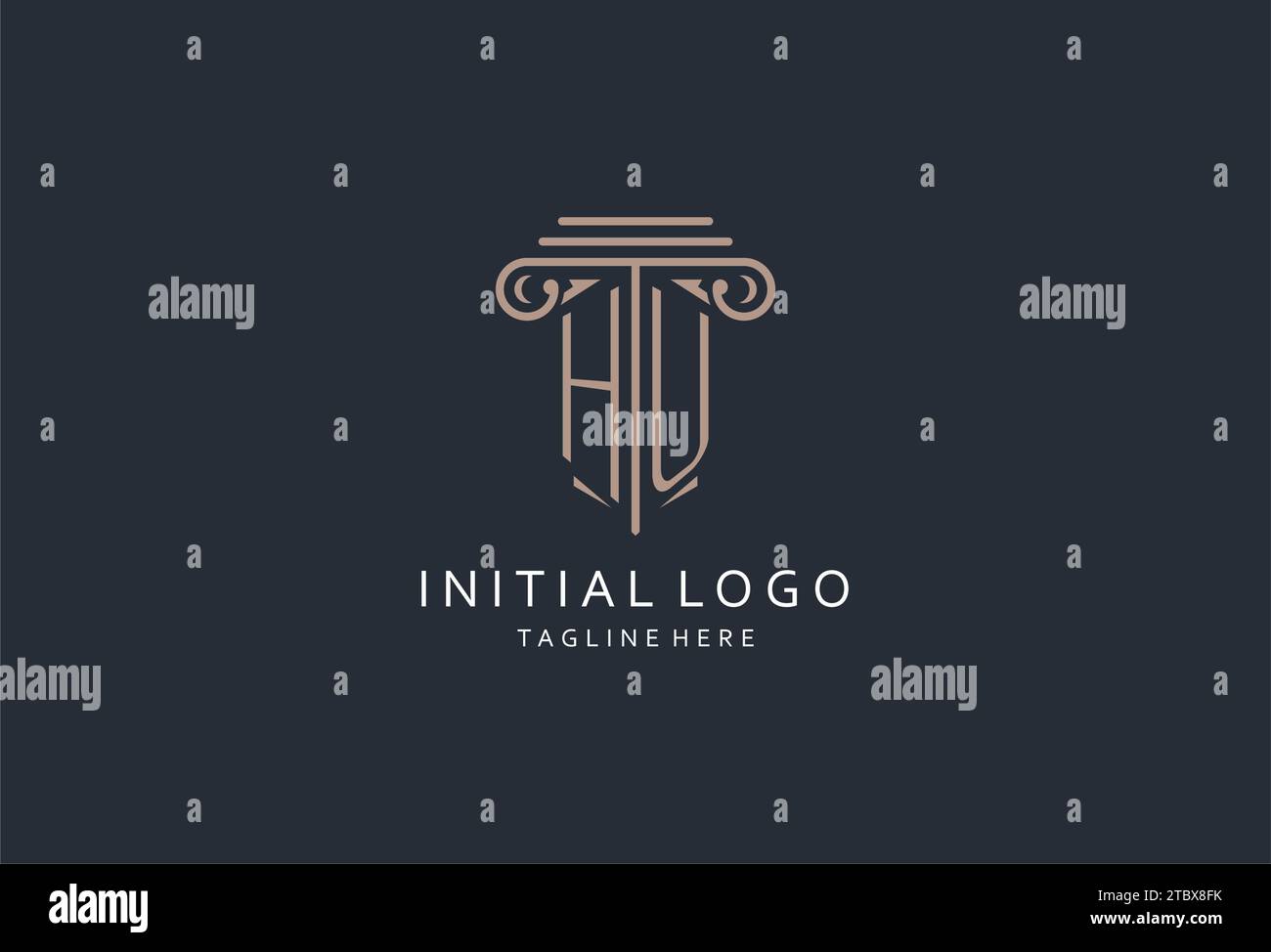 HU monogram logo with pillar shape icon, luxury and elegant design logo for law firm initial ...