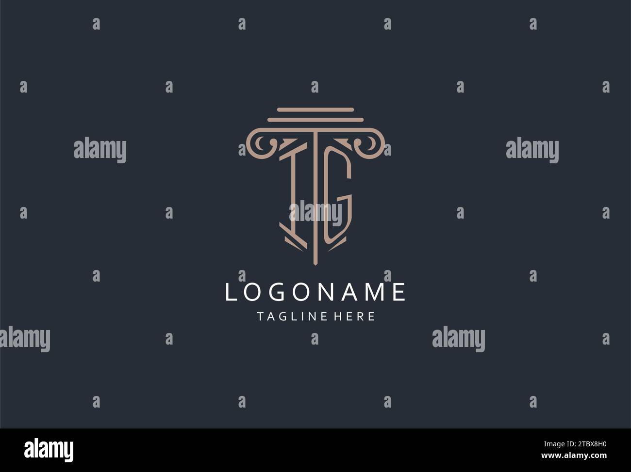 IG monogram logo with pillar shape icon, luxury and elegant design logo ...