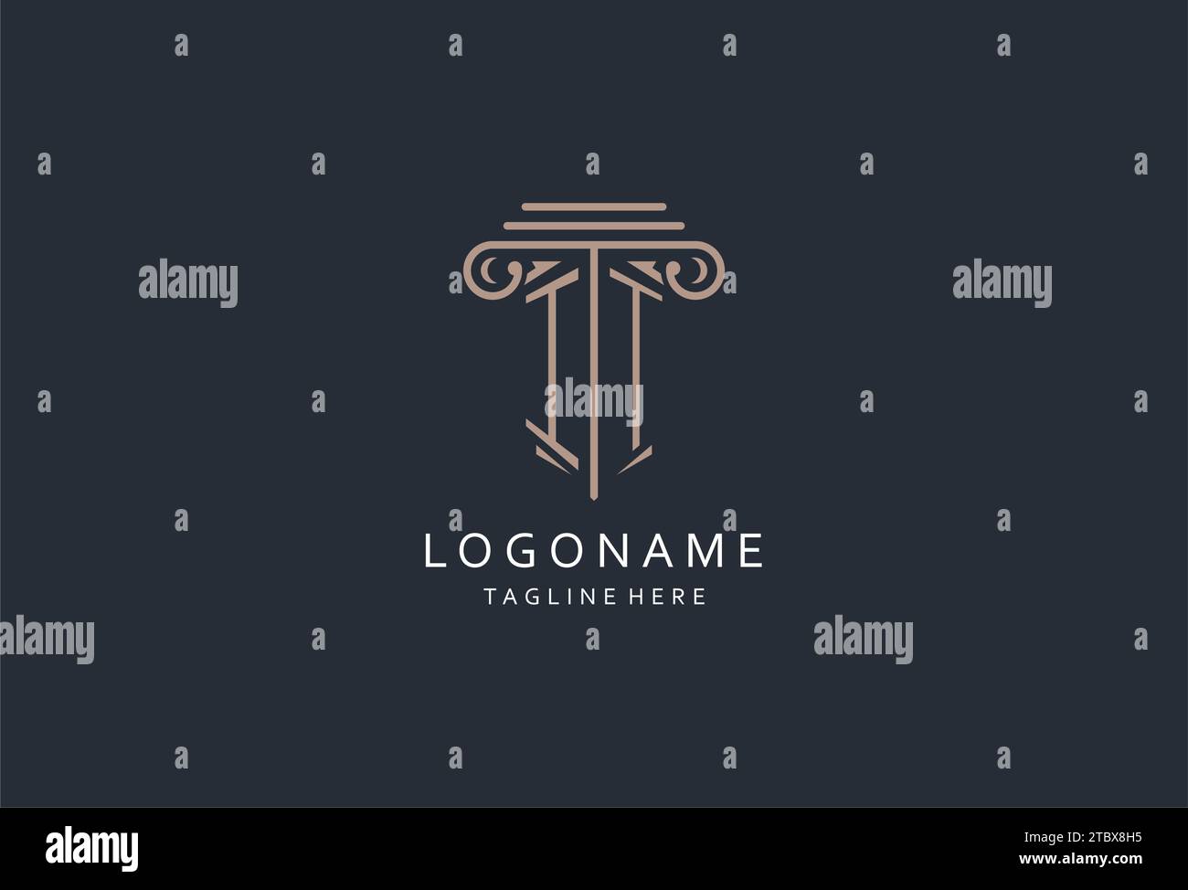 IT monogram logo with pillar shape icon, luxury and elegant design logo ...