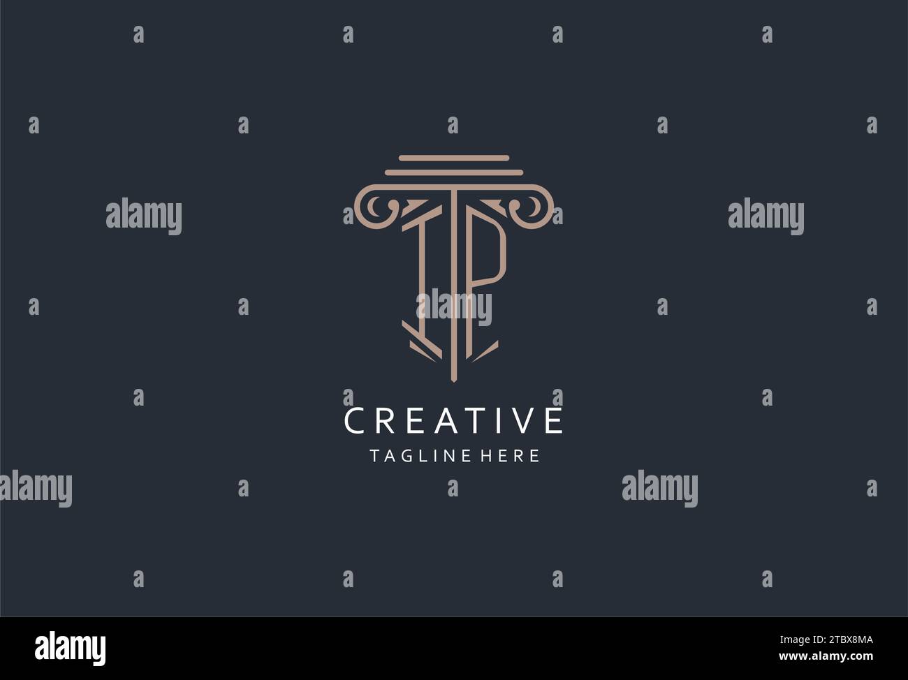 IP monogram logo with pillar shape icon, luxury and elegant design logo ...