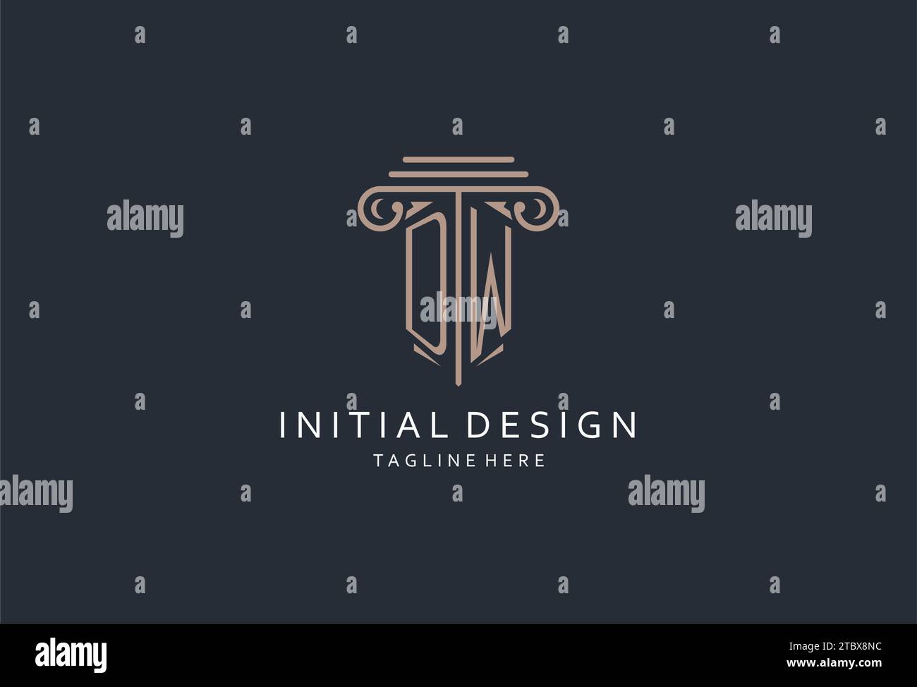 DW monogram logo with pillar shape icon, luxury and elegant design logo ...