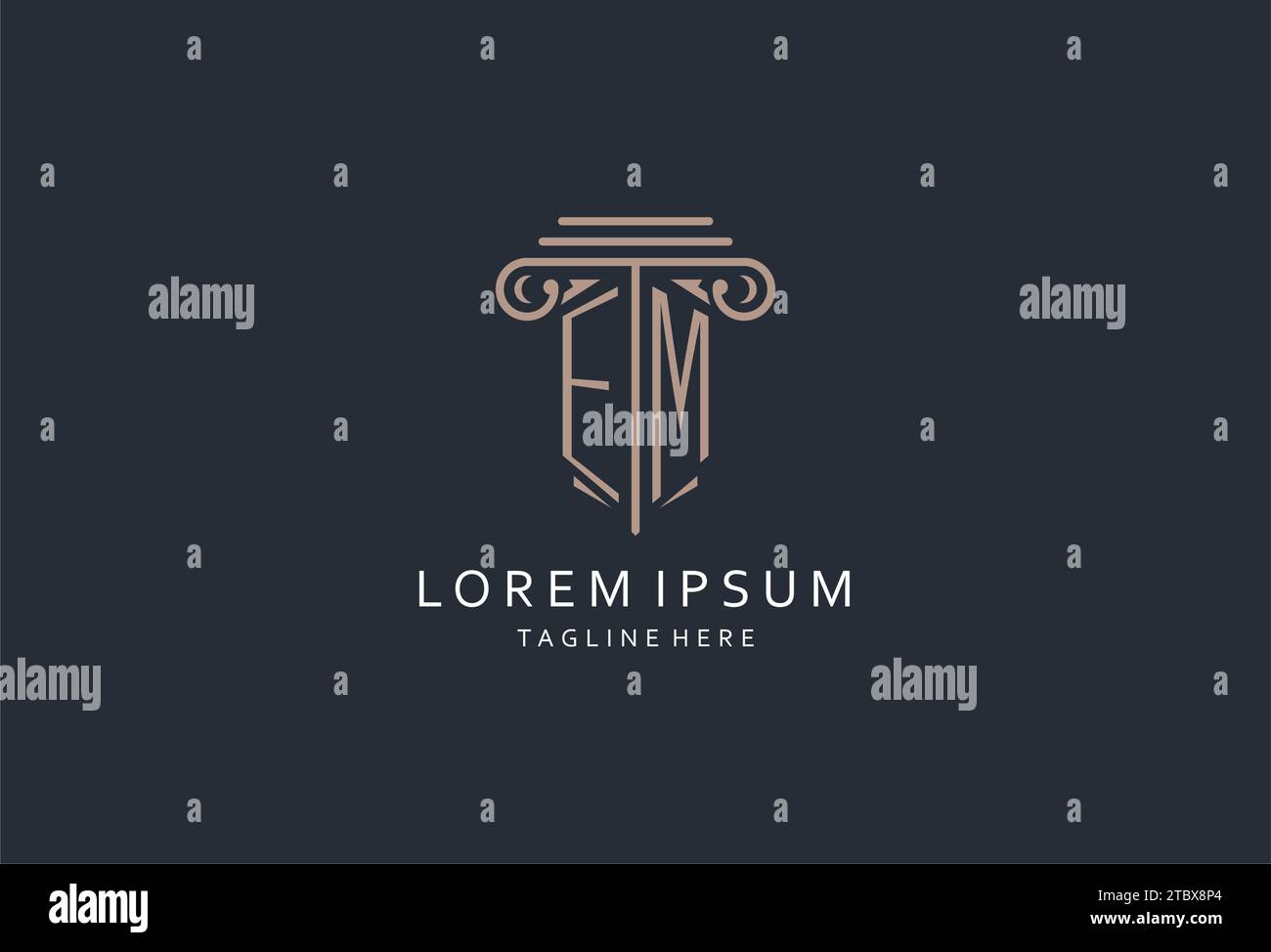 EM monogram logo with pillar shape icon, luxury and elegant design logo for law firm initial ...