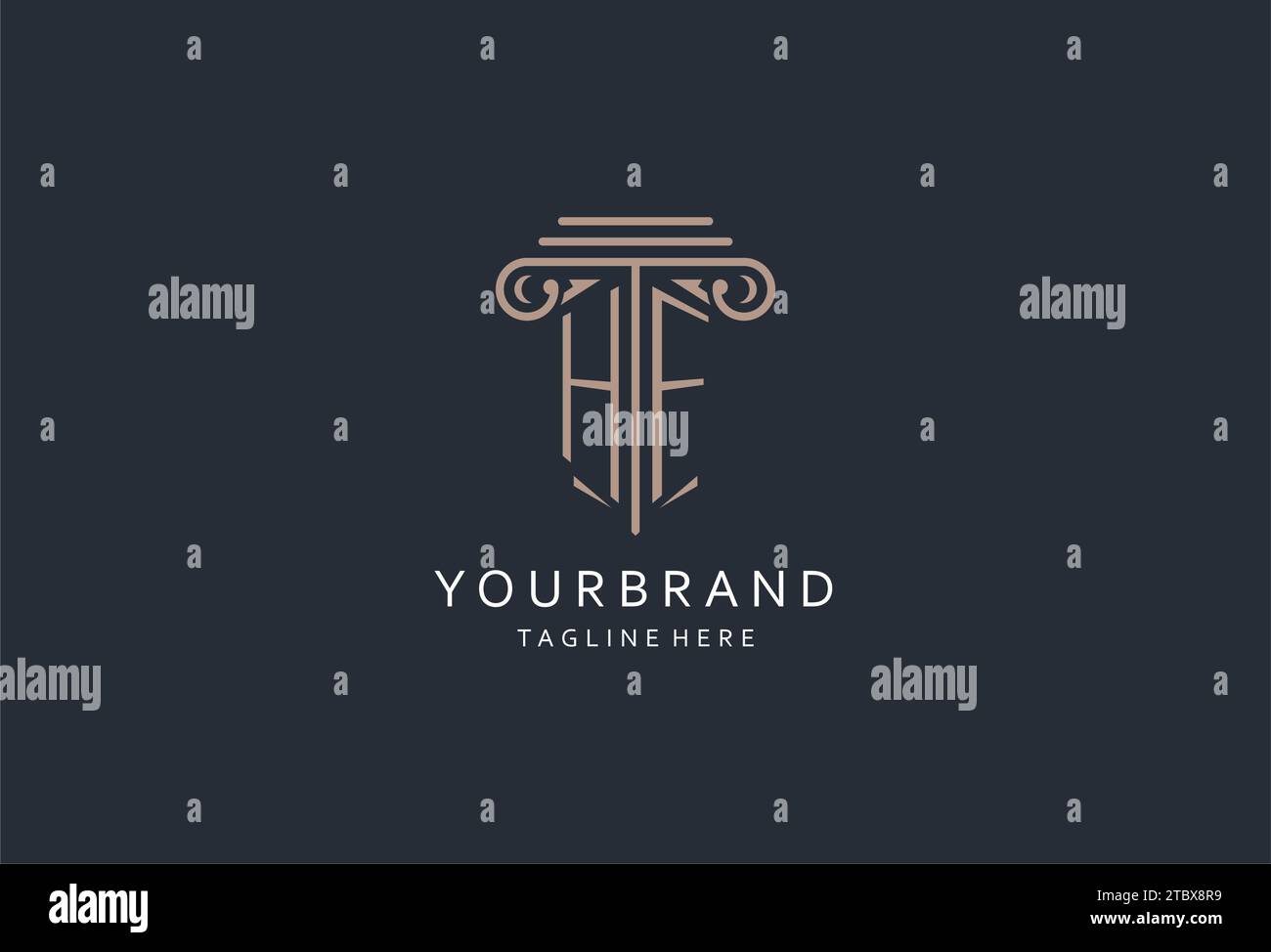 HF monogram logo with pillar shape icon, luxury and elegant design logo ...