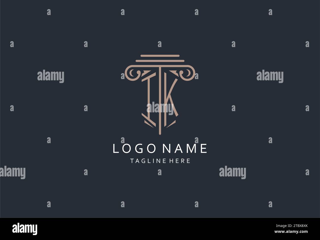 IK monogram logo with pillar shape icon, luxury and elegant design logo ...