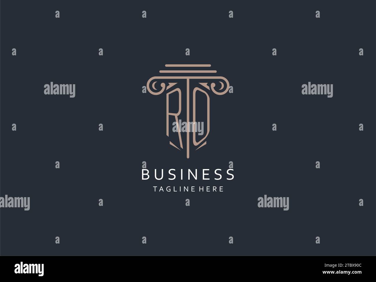 RO monogram logo with pillar shape icon, luxury and elegant design logo ...