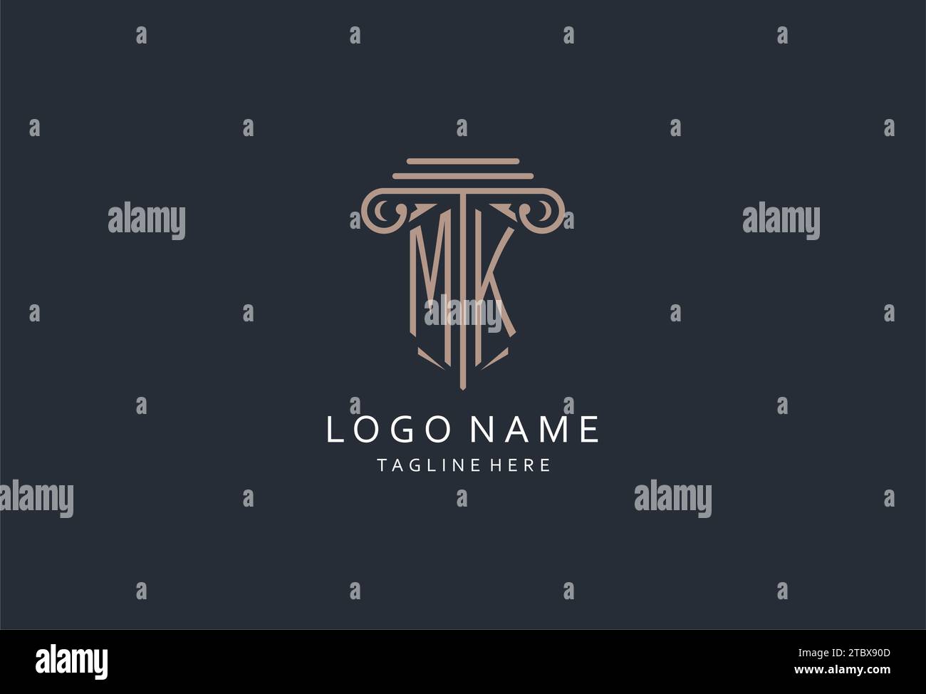 MK monogram logo with pillar shape icon, luxury and elegant design logo for law firm initial ...