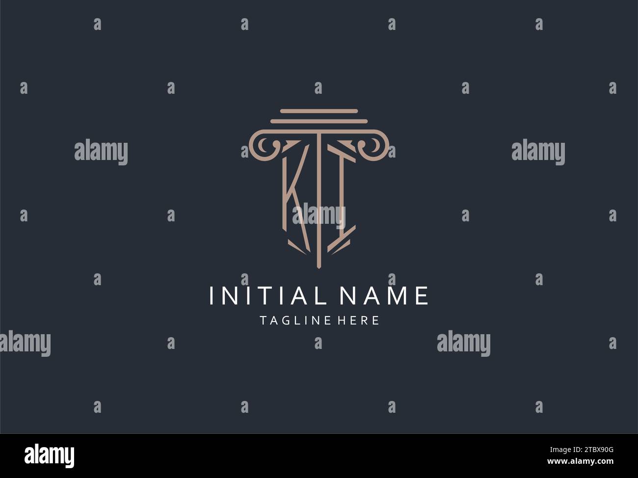 KI monogram logo with pillar shape icon, luxury and elegant design logo ...