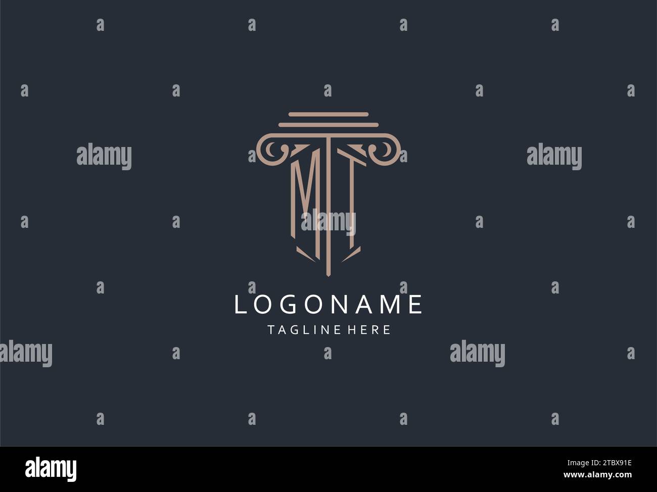 MT monogram logo with pillar shape icon, luxury and elegant design logo for law firm initial ...