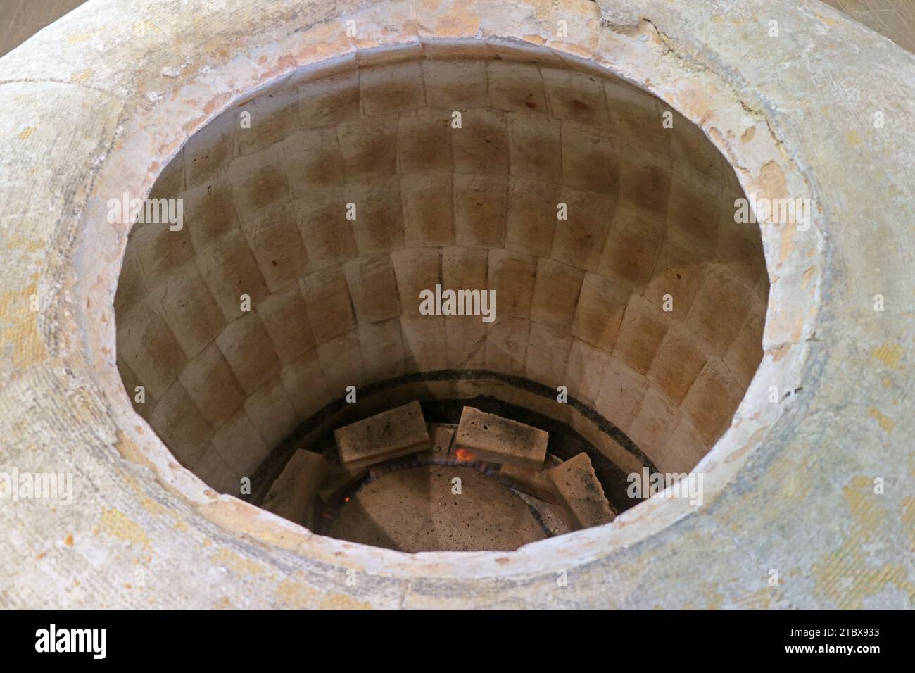 Modern gas tonir oven for baking Armenian traditional breads Stock ...