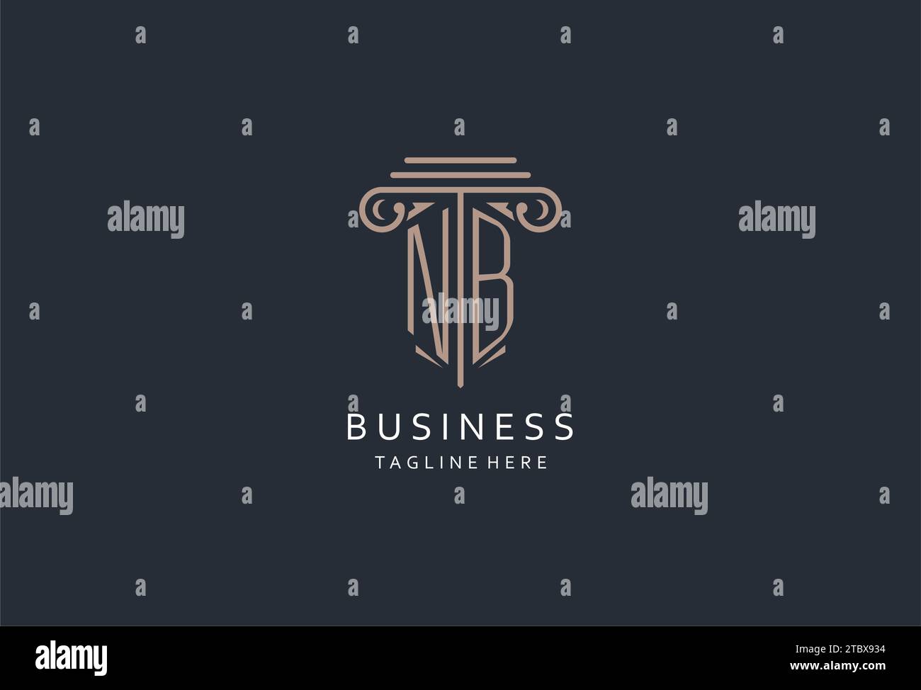 NB monogram logo with pillar shape icon, luxury and elegant design logo ...
